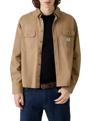Guess Boxy Cotton Shirt Jacket - Tan