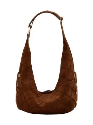 HAMMITT Tom Zip Medium Hobo Bag - Chocolate Diamond Suede/gold