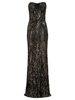 Jenny Packham Euphoria Sequin-embellished Strapless Gown - Liquorice