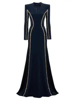 Jenny Packham Ghost Orchid Embellished Maxi Dress - Blackthorne Blue