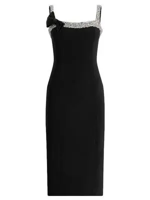 Jenny Packham Lucy Crystal-embellished Bow Midi Dress - Liquorice