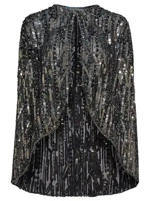 Jenny Packham Sequin Embellished Cape - Liquorice