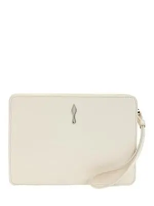 CHRISTIAN LOUBOUTIN Small Bettina Leather Wristlet - Suzuran/silver