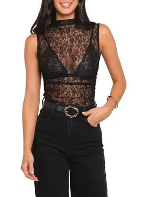PETAL & PUP Gala Sleeveless Lace Top - Black
