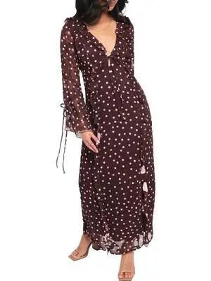 PETAL & PUP Delta Polka Dot Maxi Dress - Plum Polka Dot