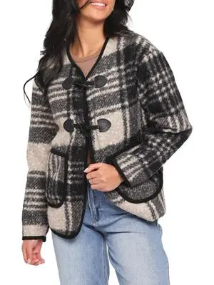 PETAL & PUP Plaid Toggle Jacket - Black