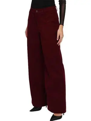 PETAL & PUP Barrett Corduroy Wide Leg Pants - Berry