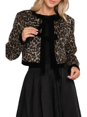 PETAL & PUP Vanna Tie-front Print Jacket - Leopard