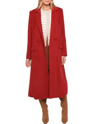 PETAL & PUP Jett Long Double Breasted Coat - Red