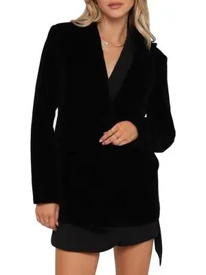 PETAL & PUP Clive One-button Velvet Blazer - Black