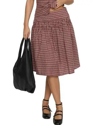 Princess Polly Alixandra Check Print Midi Skirt - Red Check
