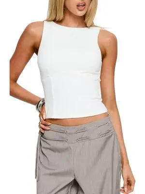 Princess Polly Georgetta Fitted Crop Tank - Brown