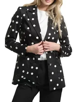 ISAAC MIZRAHI NEW YORK Cotton Sateen Blazer - Black White Dot