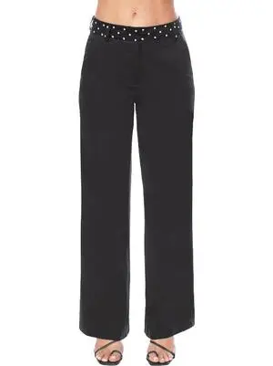 ISAAC MIZRAHI NEW YORK Sateen Pants - Black White Dot