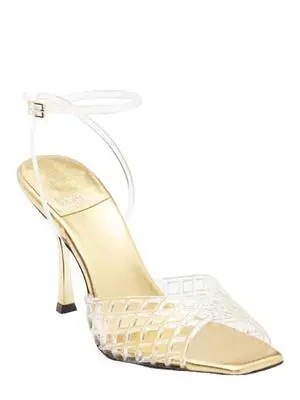 Jeffrey Campbell Lattix Ankle Strap Jelly Sandal - Clear Gold