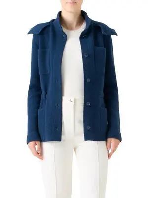 Akris Cashmere Jacket With Removable Hood - Denim