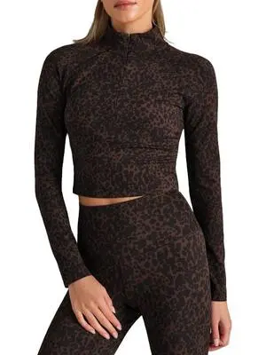 RHONE Revive Leopard Quarter-zip Top - Java Leopard