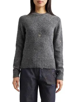 JW Anderson Monogram Embroidered Wool & Mohair Sweater - Charcoal Melange
