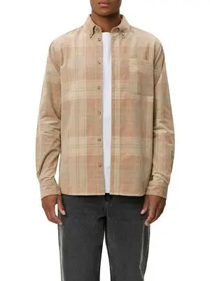 LES DEUX Kash Check Corduroy Button-down Shirt - Dark Sand