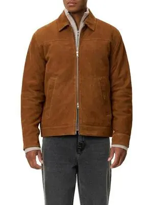 LES DEUX Nyle Goatskin Suede Coach's Jacket - Brown