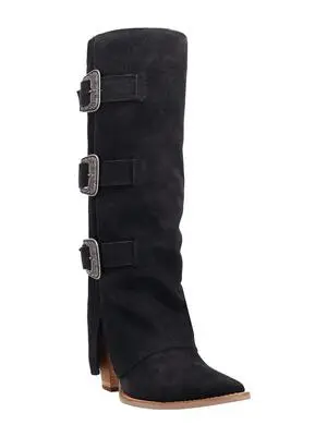 DINGO Buckle Bunny Knee High Western Boot Black