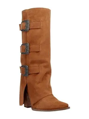 DINGO Buckle Bunny Knee High Western Boot Camel