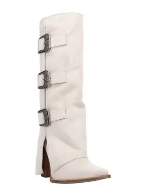DINGO Buckle Bunny Knee High Western Boot White