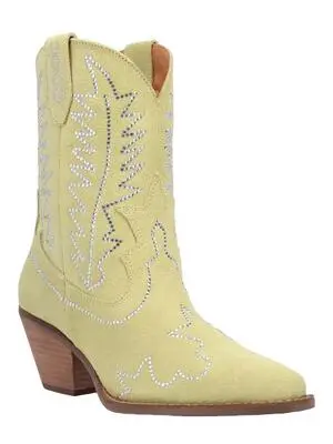 DINGO Western Boots With Rhinestone Detailing - Lime
