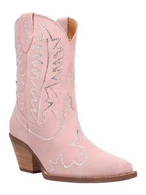 DINGO Western Boots With Rhinestone Detailing - Pink