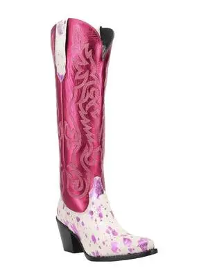 DINGO Take No Bull Knee High Western Boot Fuchsia