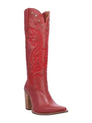 DINGO Rock N Rebel Knee High Western Boots - Red