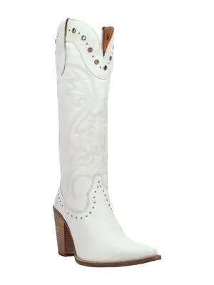 DINGO Rock N Rebel Knee High Western Boots - White