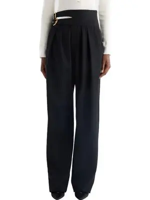 Chloé Buckle Keyhole High-waist Wool Pants - Black