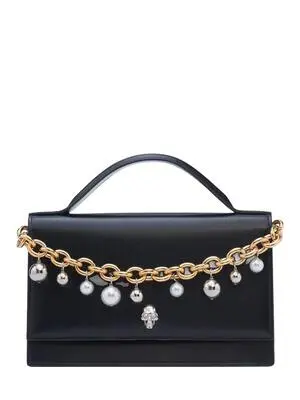 Alexander McQueen Skull Chain Detail Leather Handbag - Black/silver
