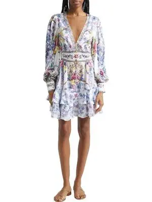 Camilla Floral Long Sleeve Silk Tiered Dress - All About That Lace