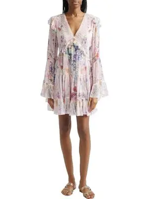 Camilla Floral Tiered Minidress - Palatial Pastels