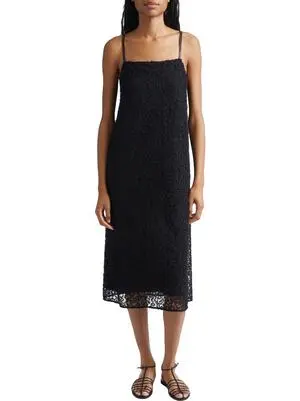 Proenza Schouler Virginie Embroidered Fringe Mesh Slipdress - Black