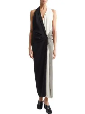 Proenza Schouler Elsa Colorblock Matte Double Crepe Dress - Black Multi