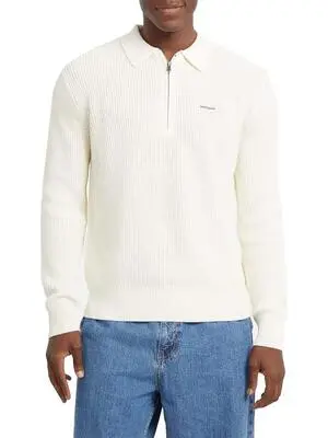 Guess Organic Cotton Half-zip Sweater - Warm White