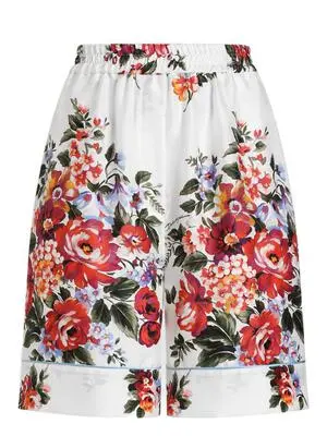 DOLCE & GABBANA Flower Bouquet-Print Twill Bermuda Shorts
