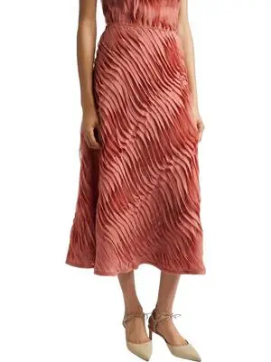 Ulla Johnson Amiko Tiered Midi Skirt - Chestnut