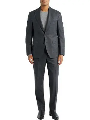 JACK VICTOR Montana Grey Screen Weave Super 110s Wool Suit - Charcoal