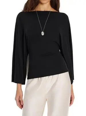REFORMATION Avery Boatneck Knit Top - Black