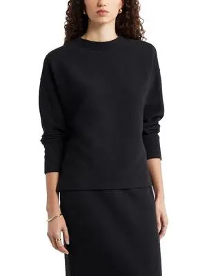 Caslon Ottoman Knit Mock Neck Sweatshirt - Black