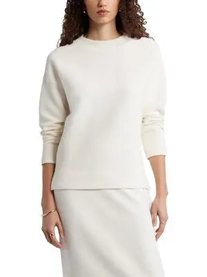 Caslon Ottoman Knit Mock Neck Sweatshirt - White Hot