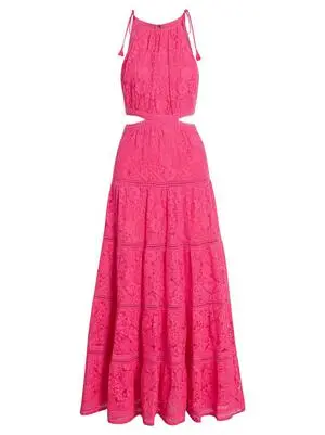 Alice + Olivia Myrtice Guipure Lace Maxi Dress - Fuchsia