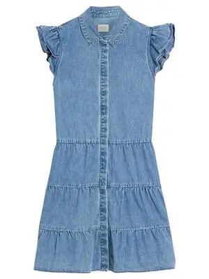 Alice + Olivia Jem Tiered Denim Mini Dress - Light Denim