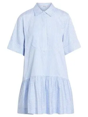 Simkhai Cris Striped Cotton-poplin Mini Shirt Dress - Light Blue