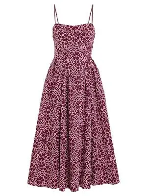 Simkhai Kittiya Broderie Anglaise Cotton Midi Dress - Burgundy