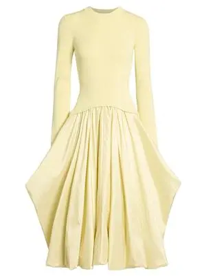 Simkhai Izzy Ribbed-knit And Taffeta Midi Dress - Pastel Yellow